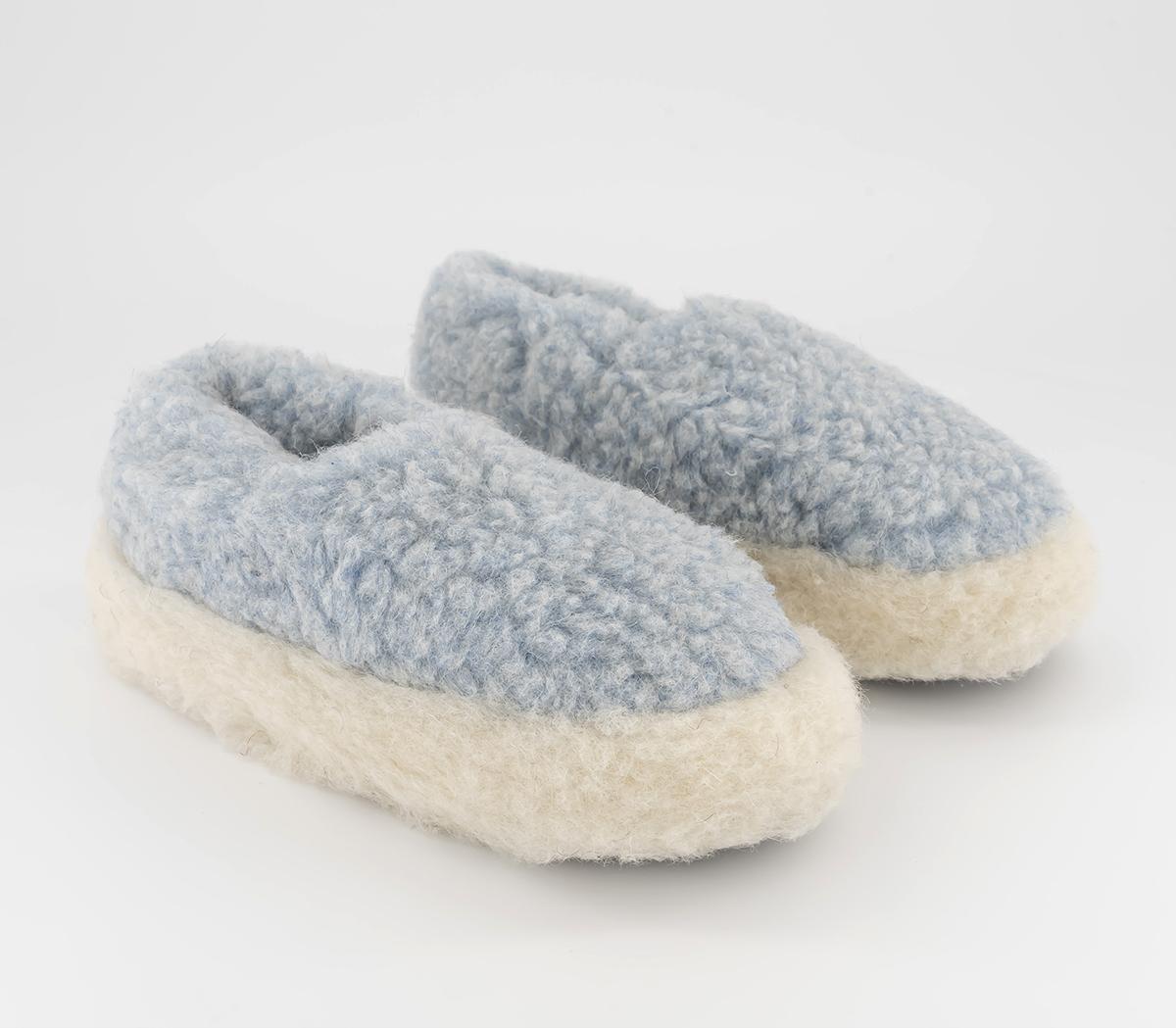 Yoko Wool Yoko Wool Slippers Light Blue - Flat Shoes for Women