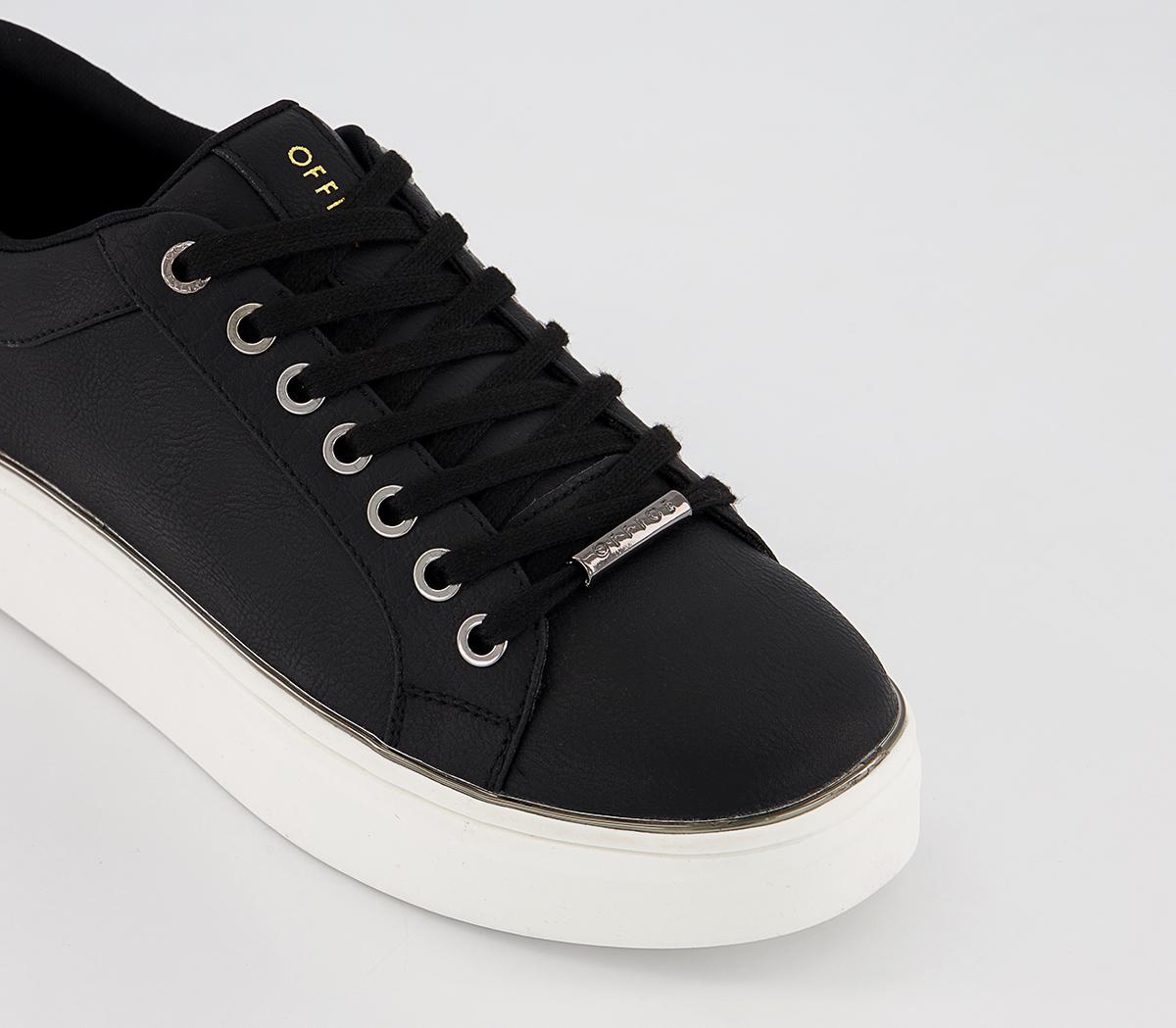 OFFICE Fleek Heel Clip Lace Up Trainers Black - Flat Shoes for Women