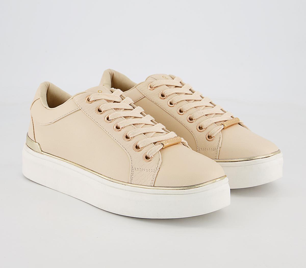 OFFICE Fleek Heel Clip Lace Up Trainers Beige - Brown Hues