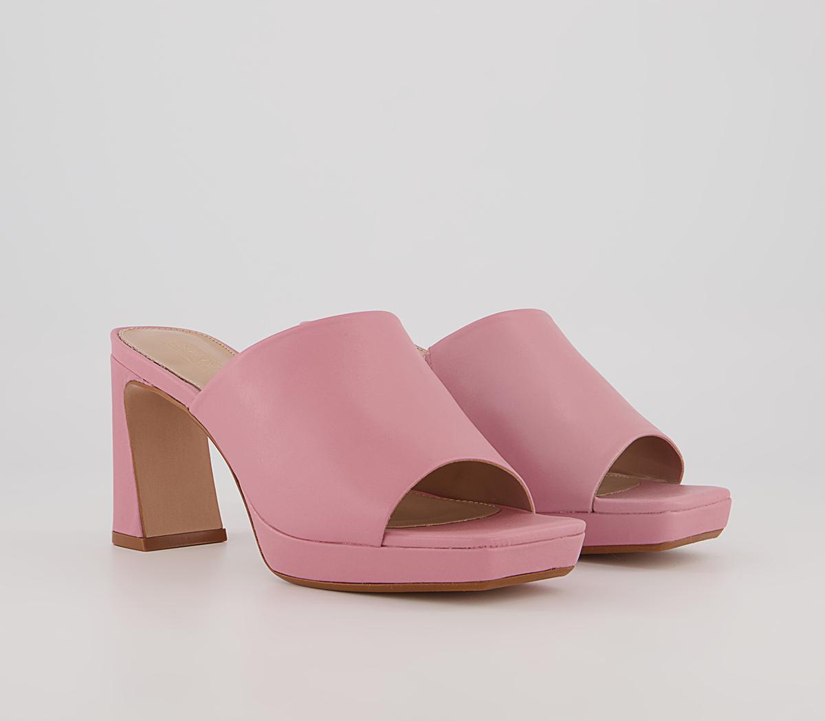 OFFICE Match Maker Platform Mules Pink Leather - Mid Heels