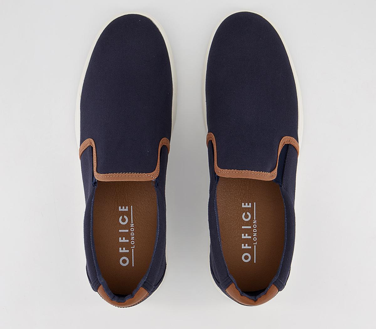 OFFICE Claxton Contrast Binding Slip Ons Navy - Men's Casual Shoes