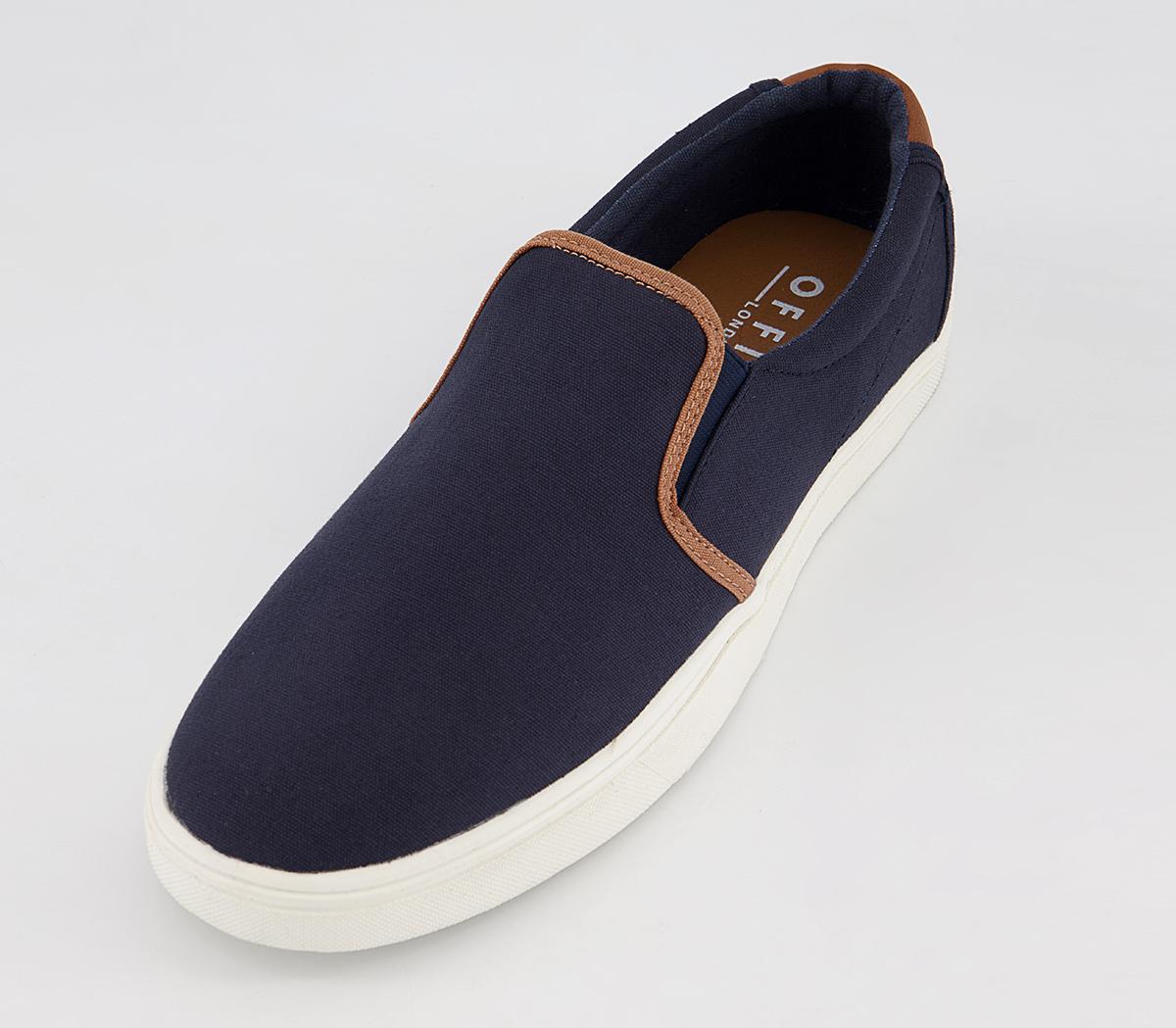 OFFICE Claxton Contrast Binding Slip Ons Navy - Men's Casual Shoes