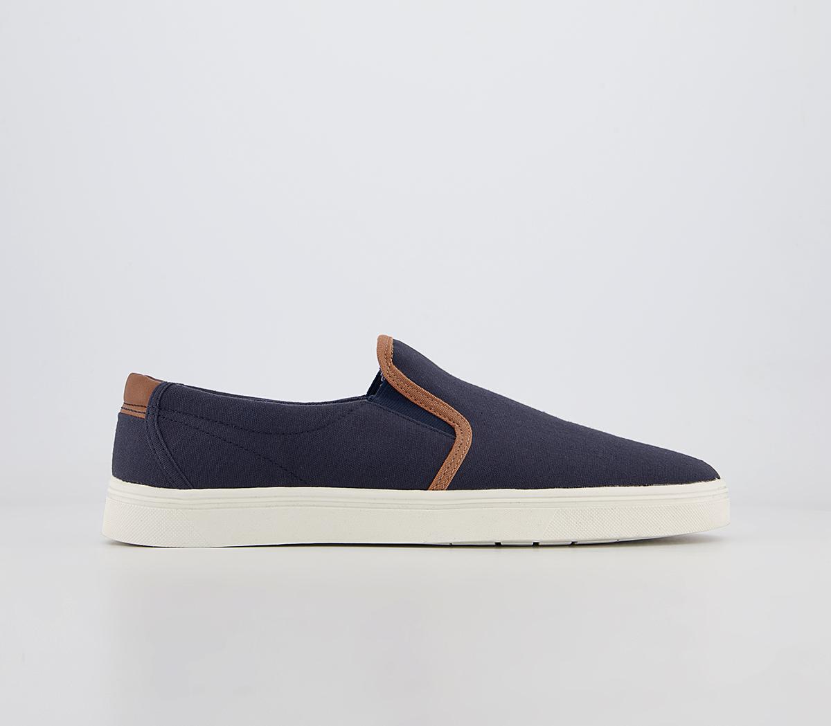 OFFICE Claxton Contrast Binding Slip Ons Navy - Men's Casual Shoes