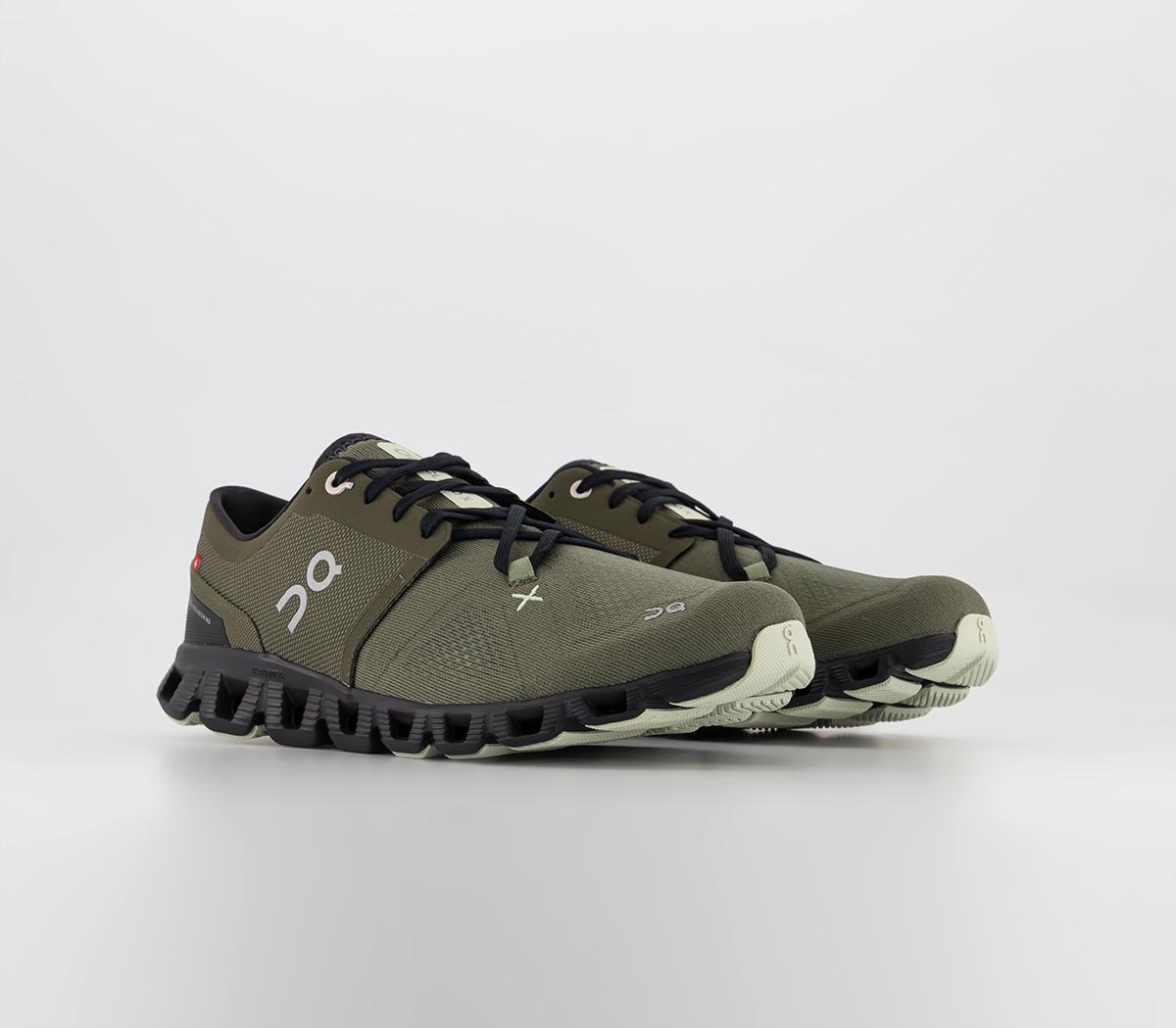 On Running Cloud X3 Trainers Olive Reseda - Men's Trainers