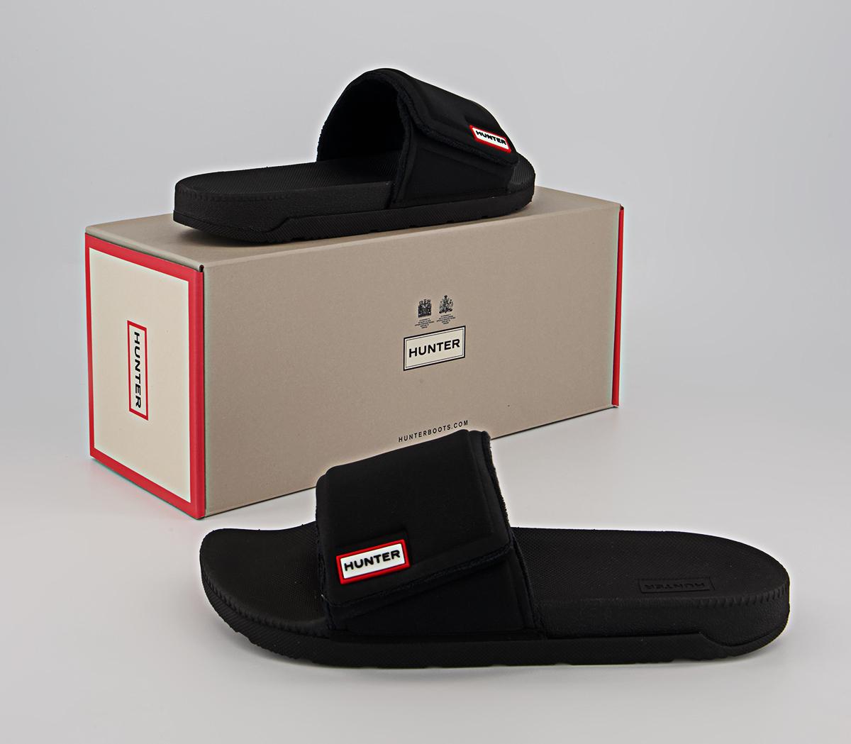 Hunter Original Adjustable Sliders Black - Men’s Sandals