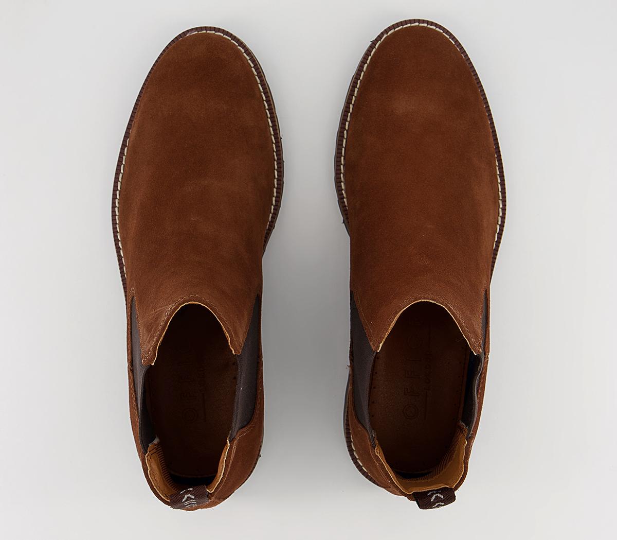 OFFICE Barrow Cleated Sole Chelsea Boots Tan Suede - Men’s Boots