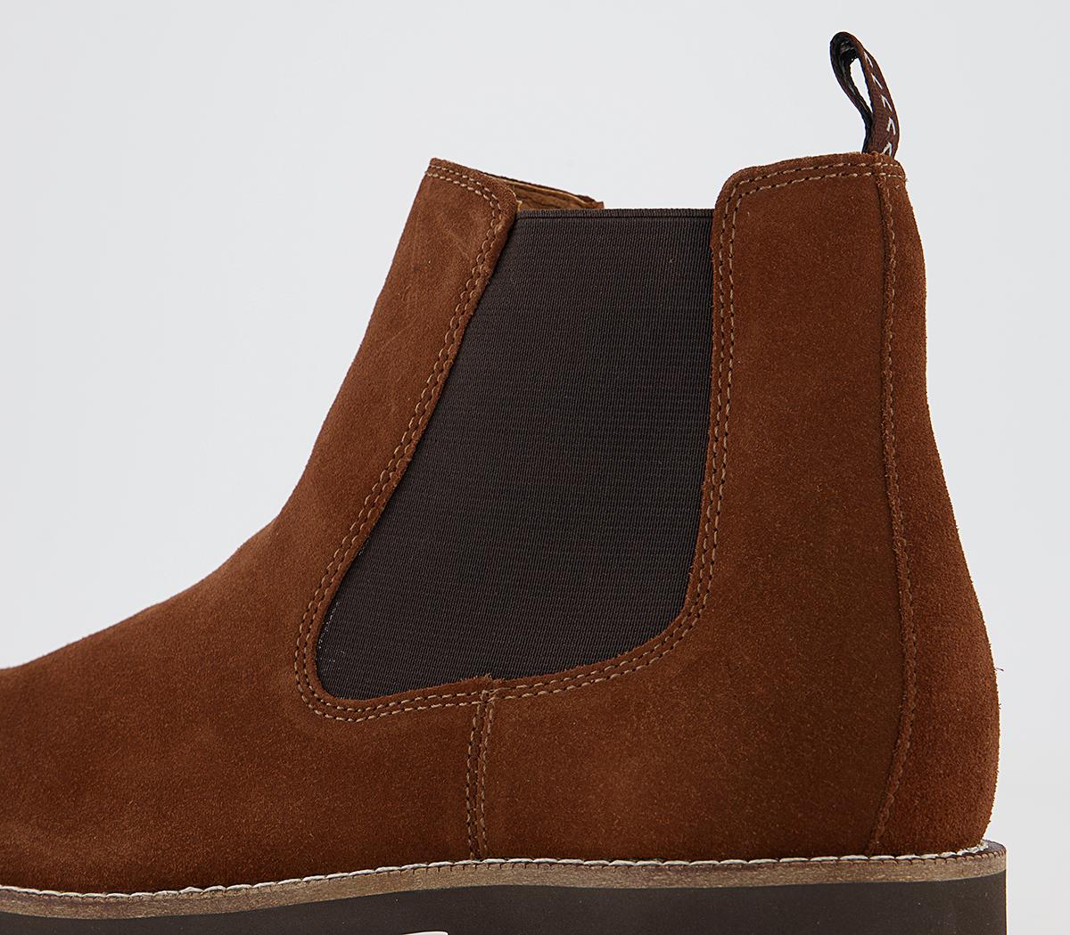 OFFICE Barrow Cleated Sole Chelsea Boots Tan Suede - Men’s Boots