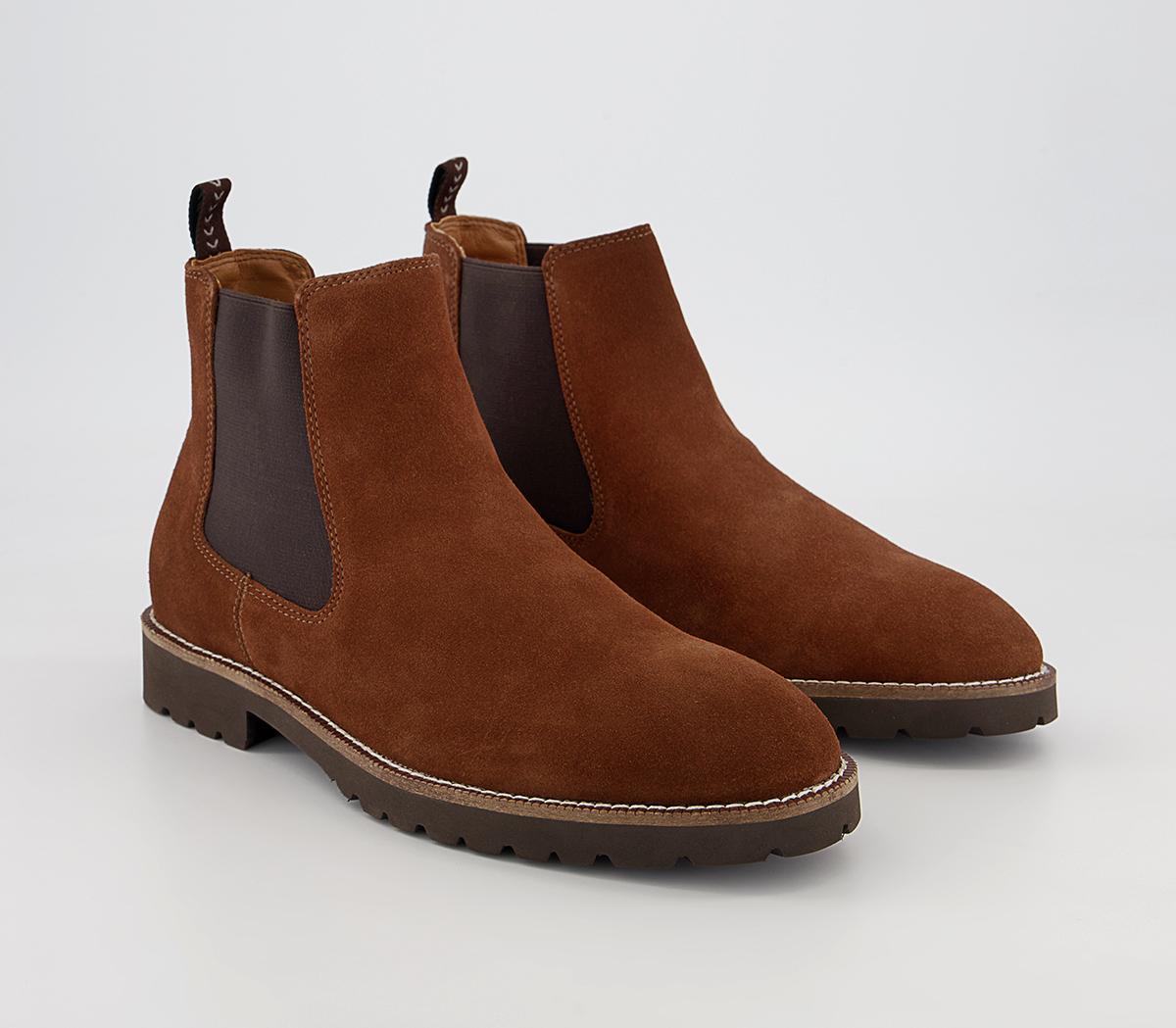 OFFICE Barrow Cleated Sole Chelsea Boots Tan Suede - Men’s Boots