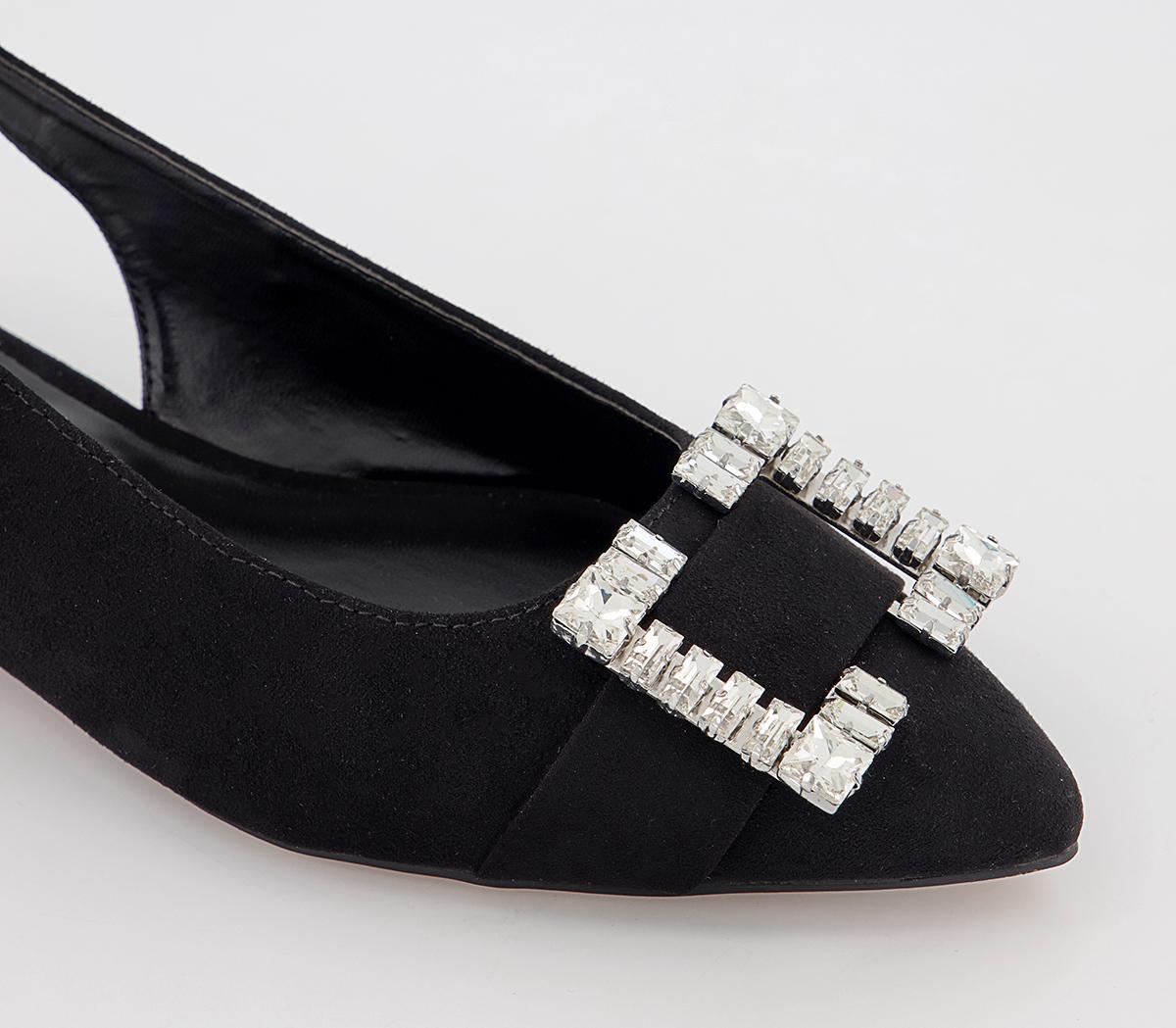 OFFICE Fab Brooch Sling Back Flats Black - Flat Shoes for Women
