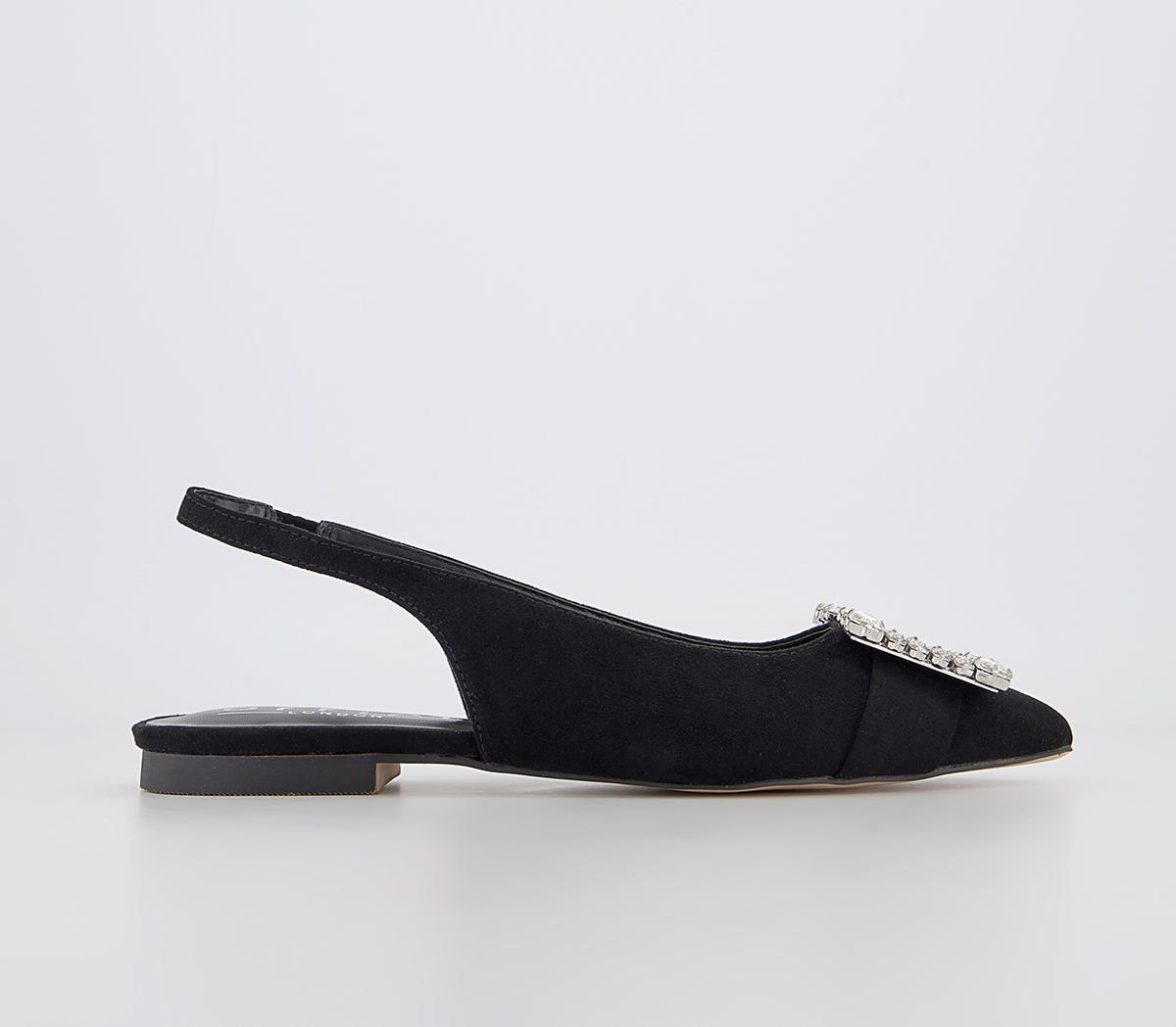 OFFICE Fab Brooch Sling Back Flats Black - Flat Shoes for Women
