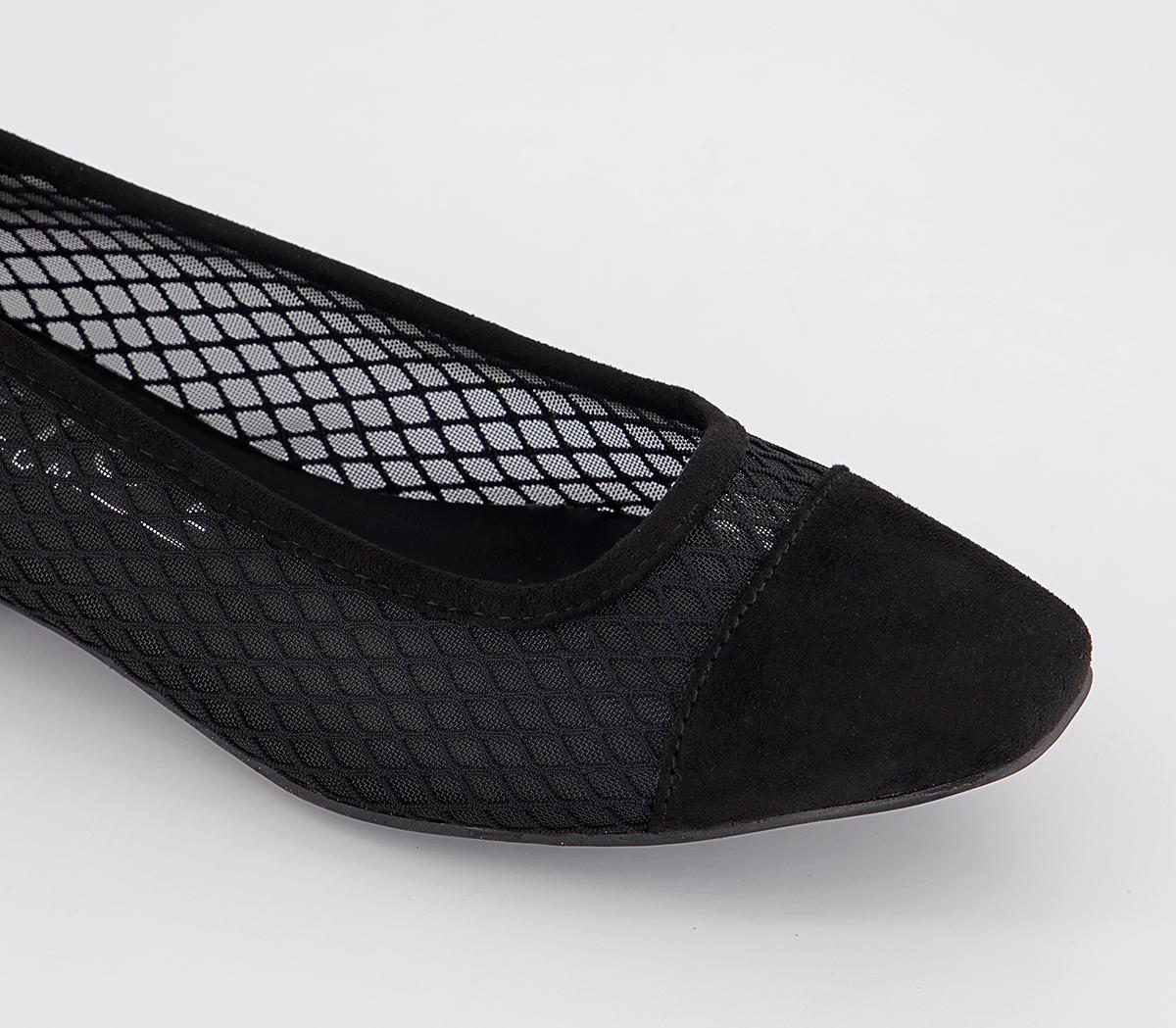OFFICE Famous Mesh Ballerina Shoes Black - Flat Shoes for Women