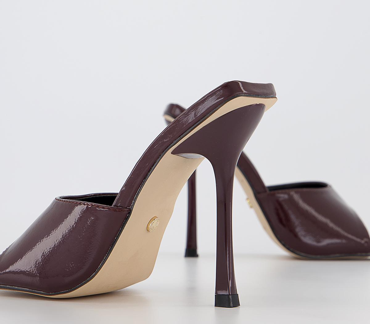 OFFICE Heidi Square Toe Mules Burgundy - Heels