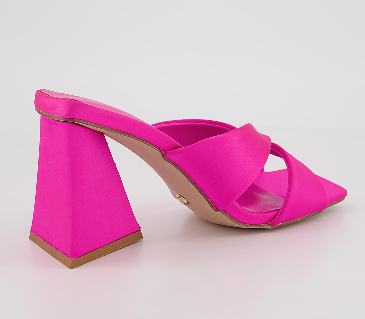 OFFICE Martha Satin Cross Mules Pink - Heels