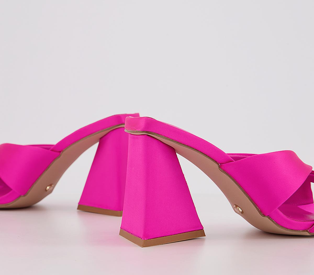 OFFICE Martha Satin Cross Mules Pink - Heels