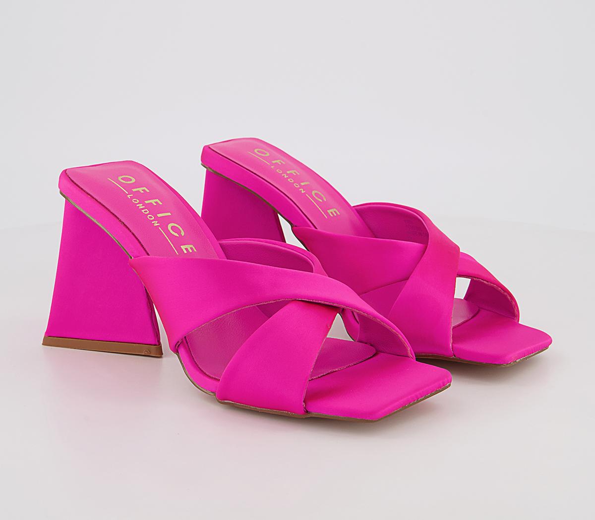 OFFICE Martha Satin Cross Mules Pink - Heels
