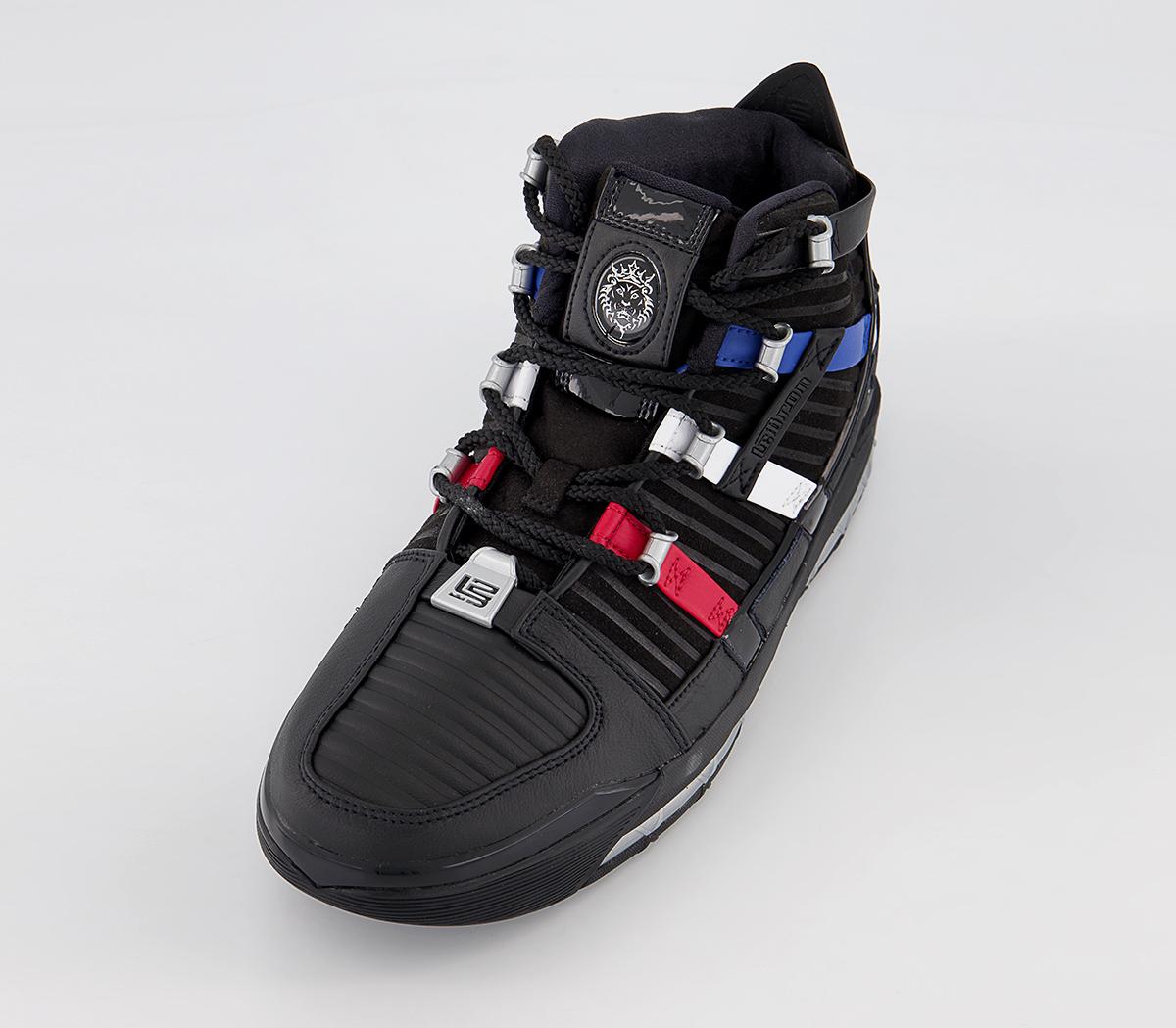 Nike Zoom Lebron III Trainers Black Metallic Silver University Red ...