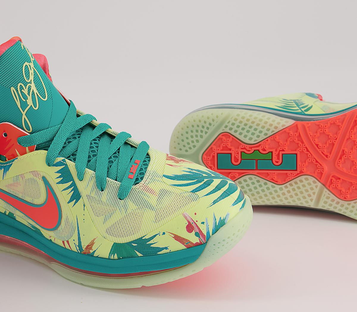 Nike Lebron Ix Low Trainers White Lime Bright Mango New Green - Men's ...