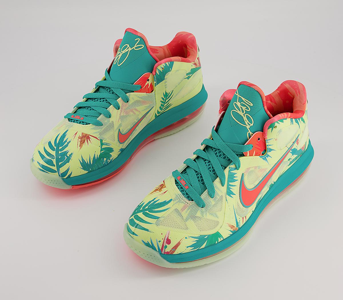 Nike Lebron Ix Low Trainers White Lime Bright Mango New Green - Men's ...