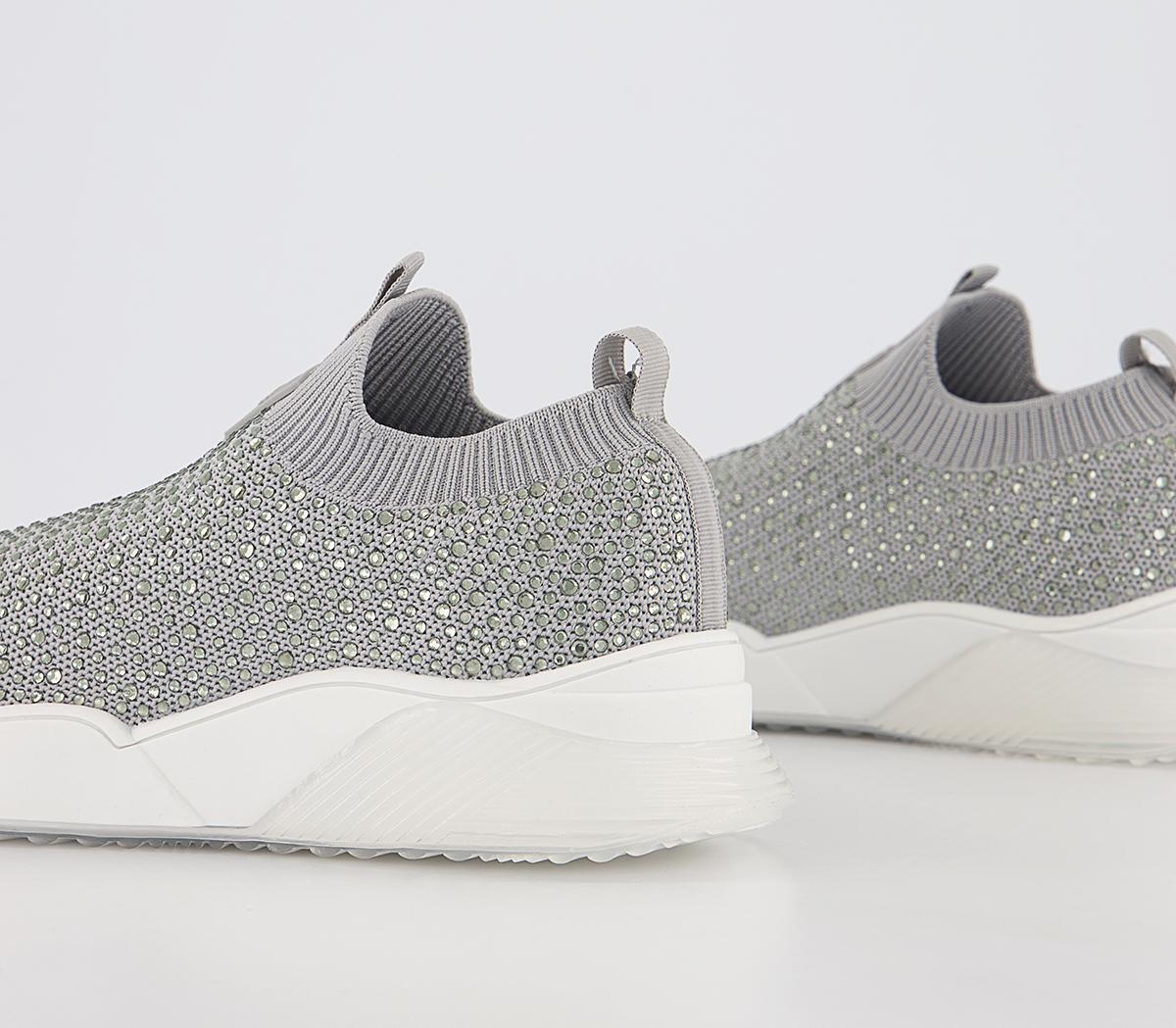 OFFICE Flex Embellished Slip On Trainers Grey Embellised - Flat Shoes ...