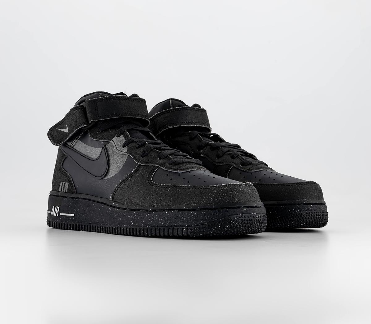 Nike Air Force 1 Mid 07 Trainers Off Noir Black Light Smoke Grey - Men ...