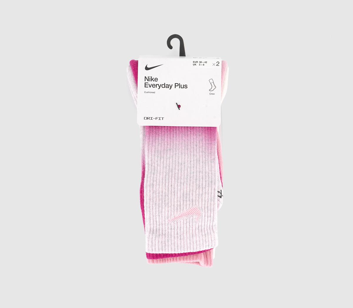 Nike Crew Socks 2 Pairs White Pink Dip Dye - Socks