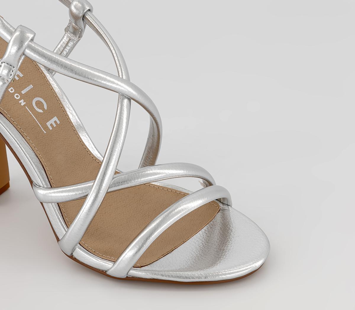 OFFICE Harpin Tubular Strap Sandals Silver - Heels