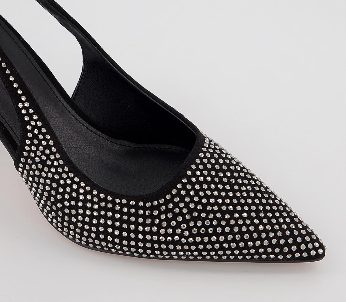 OFFICE Maxi Embellished Slingback Court Heels Black Embellished - Heels
