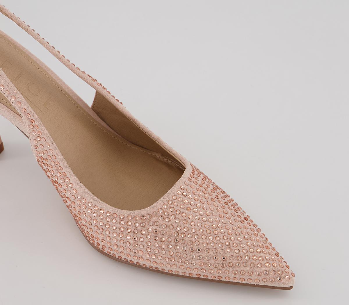 OFFICE Maxi Embellished Slingback Court Heels Rose Gold Embellished - Heels