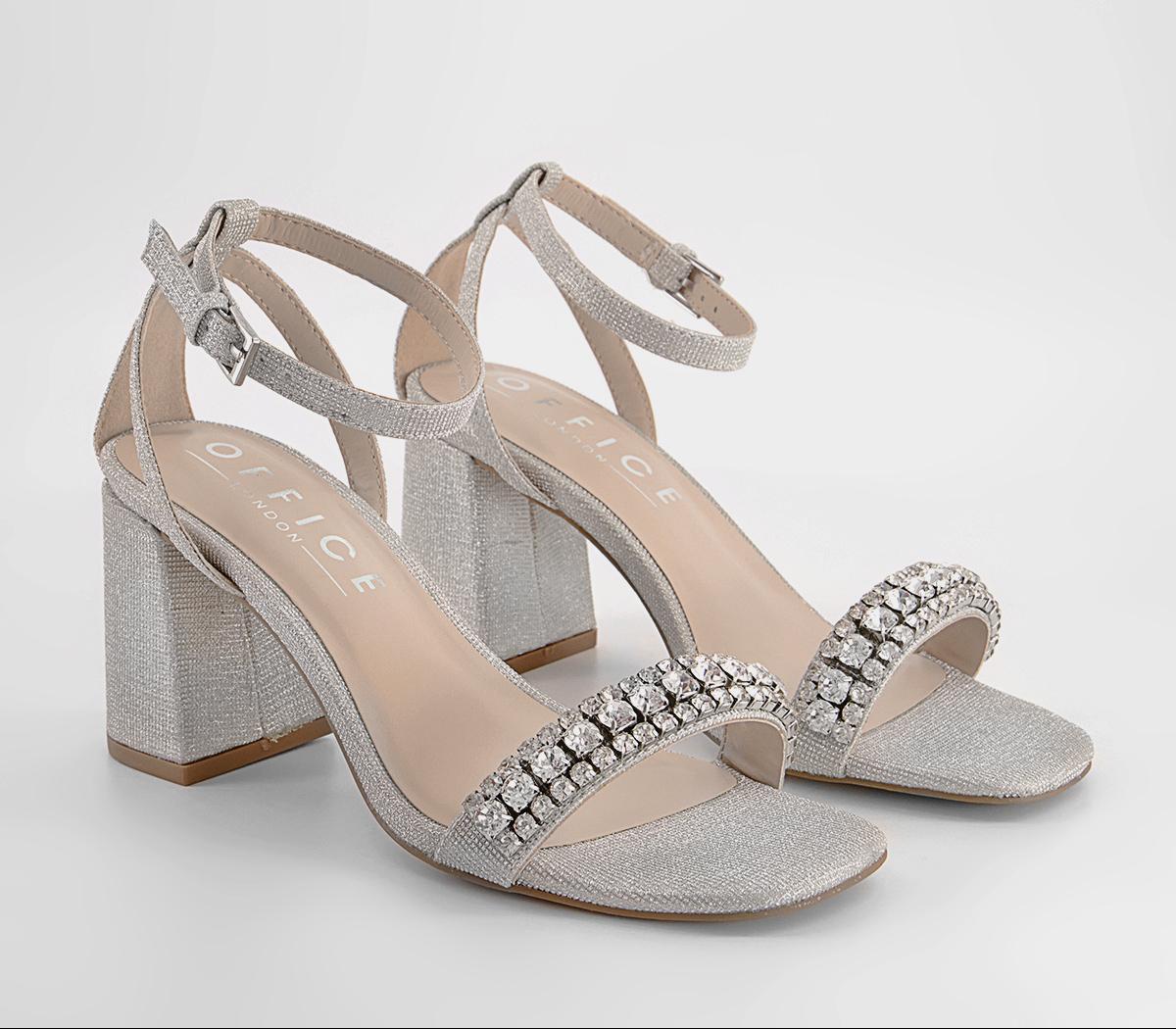 OFFICE Maeva Embellished Block Sandals Silver - Heels