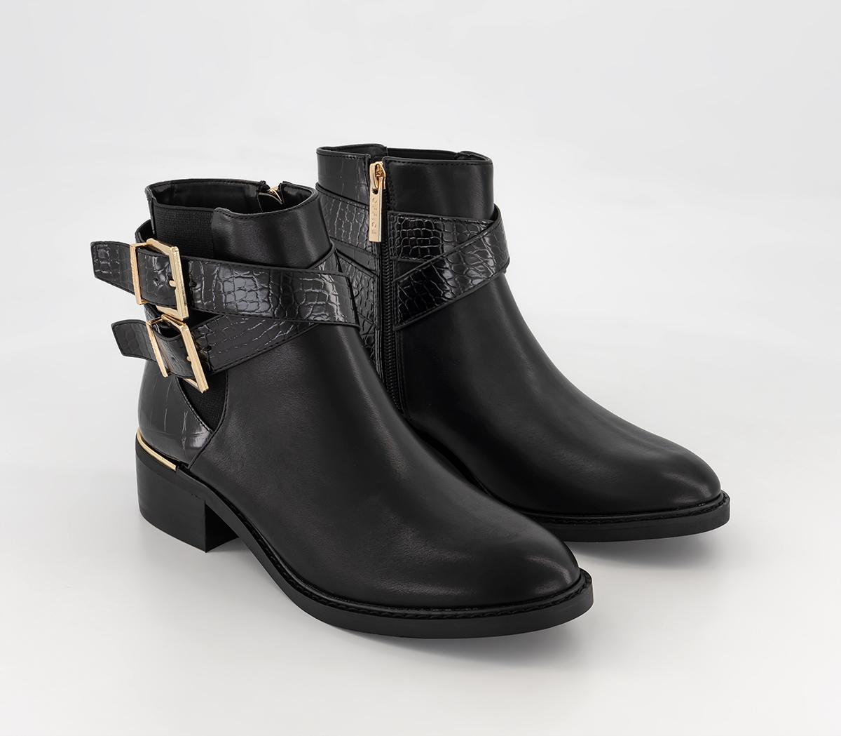 OFFICE Ana Maria Buckle Strap Ankle Boots Black - Women's Ankle Boots