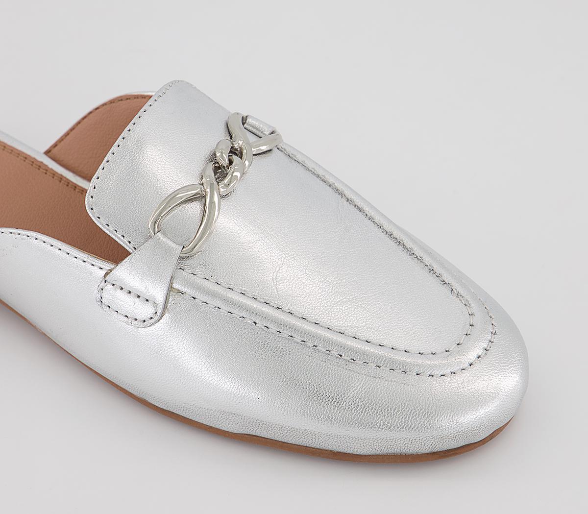 OFFICE Frost Backless Loafers Silver Leather - Women’s Loafers