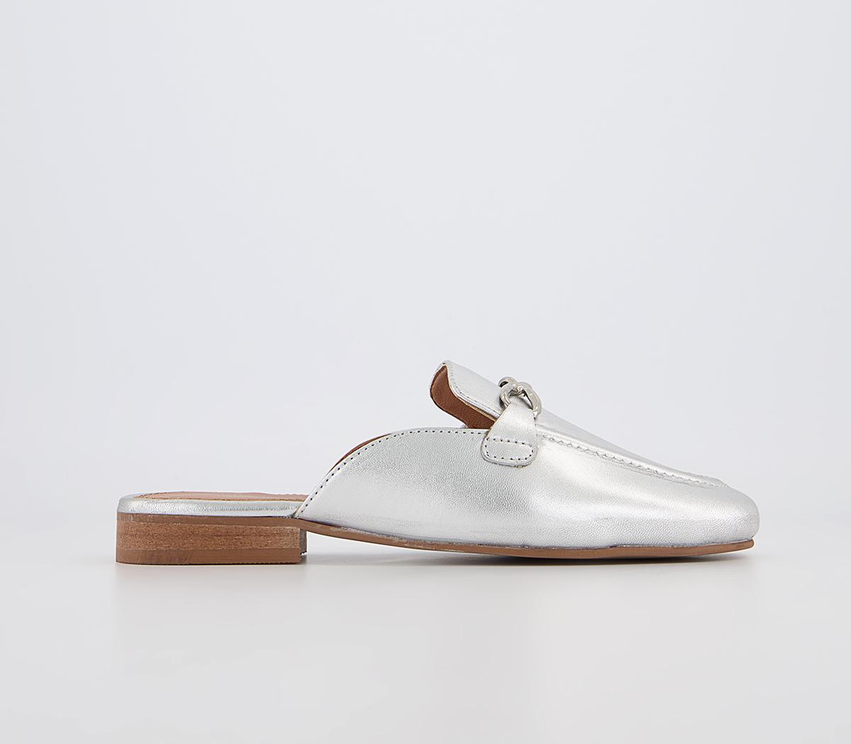 OFFICE Frost Backless Loafers Silver Leather - Women’s Loafers