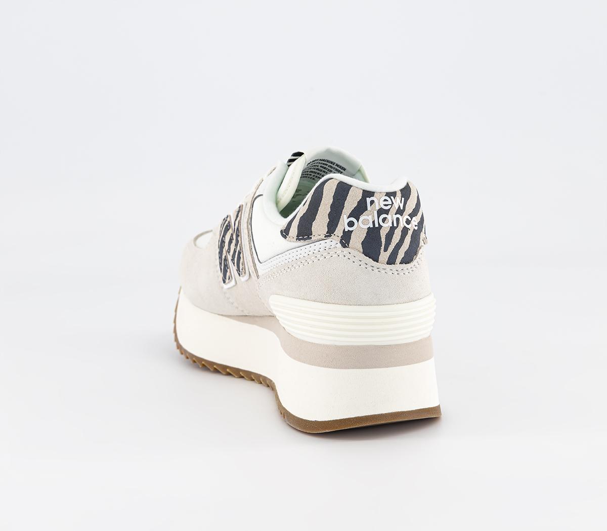 New Balance 574 Platform Trainers Sea Salt Zebra Gum - Unisex Sports