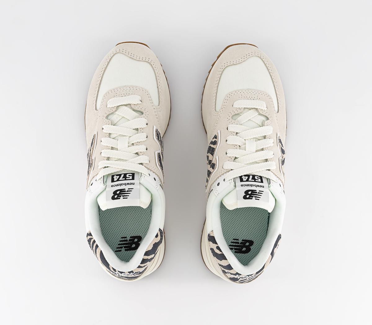 New Balance 574 Platform Trainers Sea Salt Zebra Gum - Unisex Sports