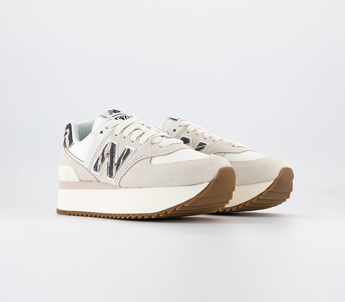 New Balance 574 Platform Trainers Sea Salt Zebra Gum - Unisex Sports