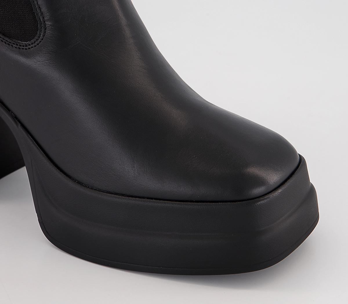 OFFICE Arke Platform Block Heel Ankle Boots Black Leather - Women's ...