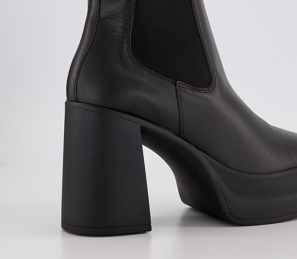OFFICE Arke Platform Block Heel Ankle Boots Black Leather - Women's ...