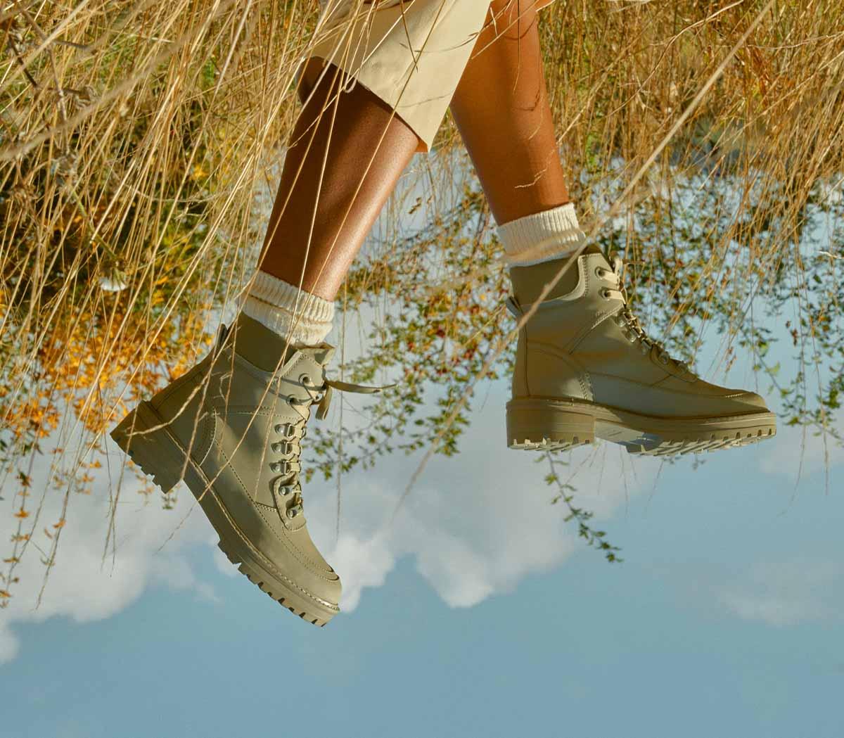 EARTHADDICT Erde Lace Up Hiker Boots Khaki - Women's Ankle Boots