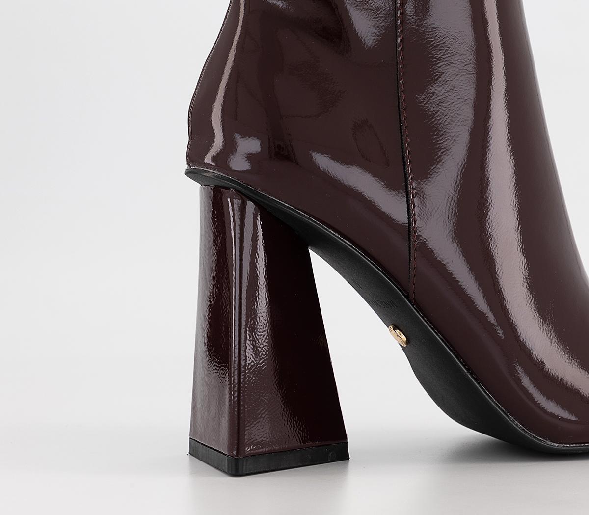 OFFICE Austin Triangle Heel Ankle Boots Burgundy - Women's Ankle Boots