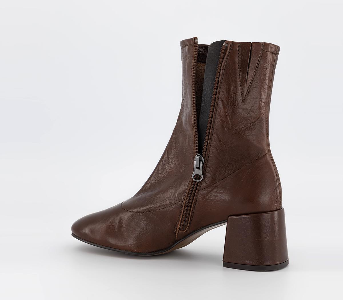 OFFICE Alexia Unlined Ankle Boots Choc Brown Leather - Women's Ankle Boots