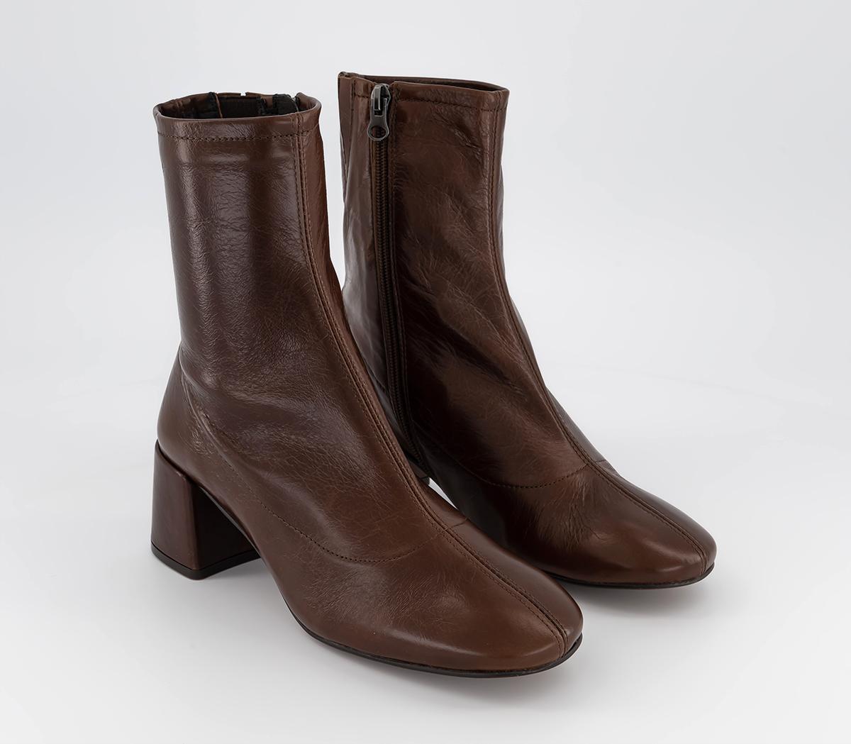 OFFICE Alexia Unlined Ankle Boots Choc Brown Leather - Women's Ankle Boots