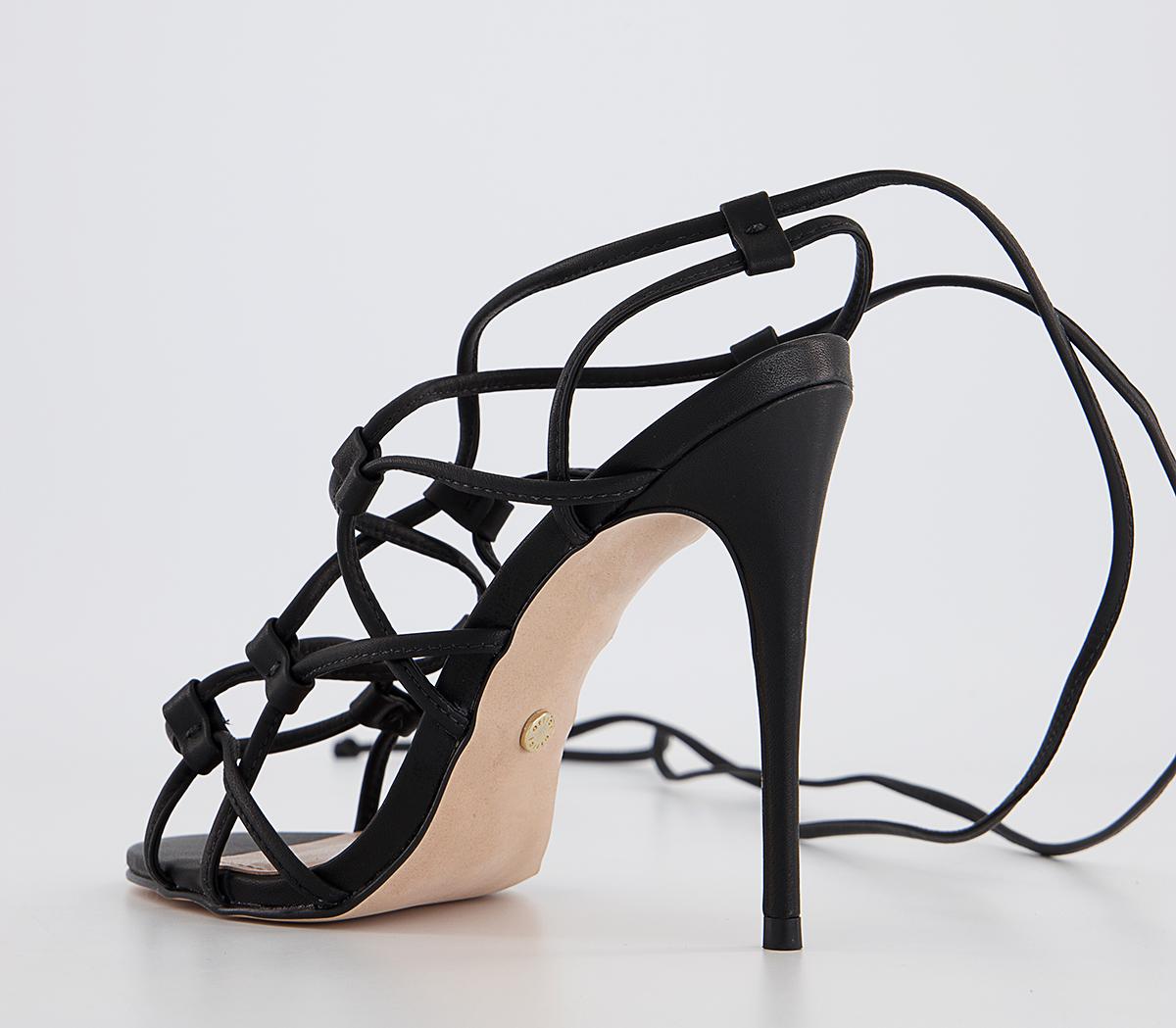 OFFICE Higher Multi Strap Tie Ankle Sandals Black - Heels