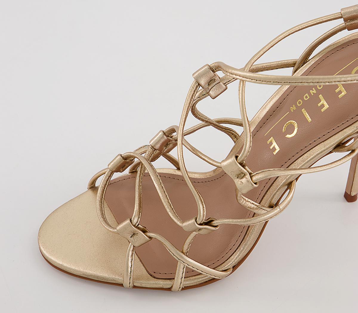 OFFICE Higher Multi Strap Tie Ankle Sandals Gold - Heels