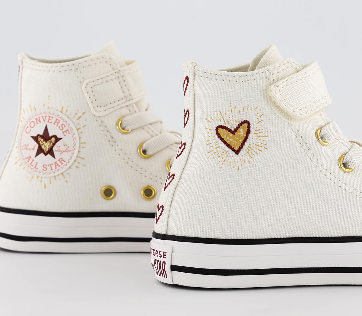 Converse All Star Hi 1vlace Trainers Vintage White Hearts - Kids Trainers