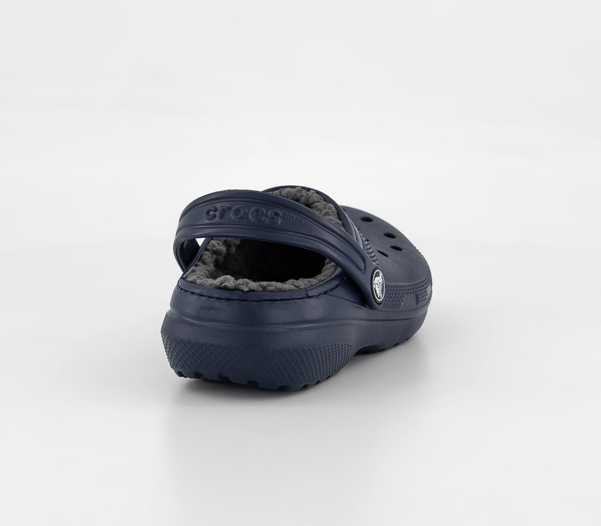 Crocs Classic Lined Kids Clogs Navy Charcoal - Unisex