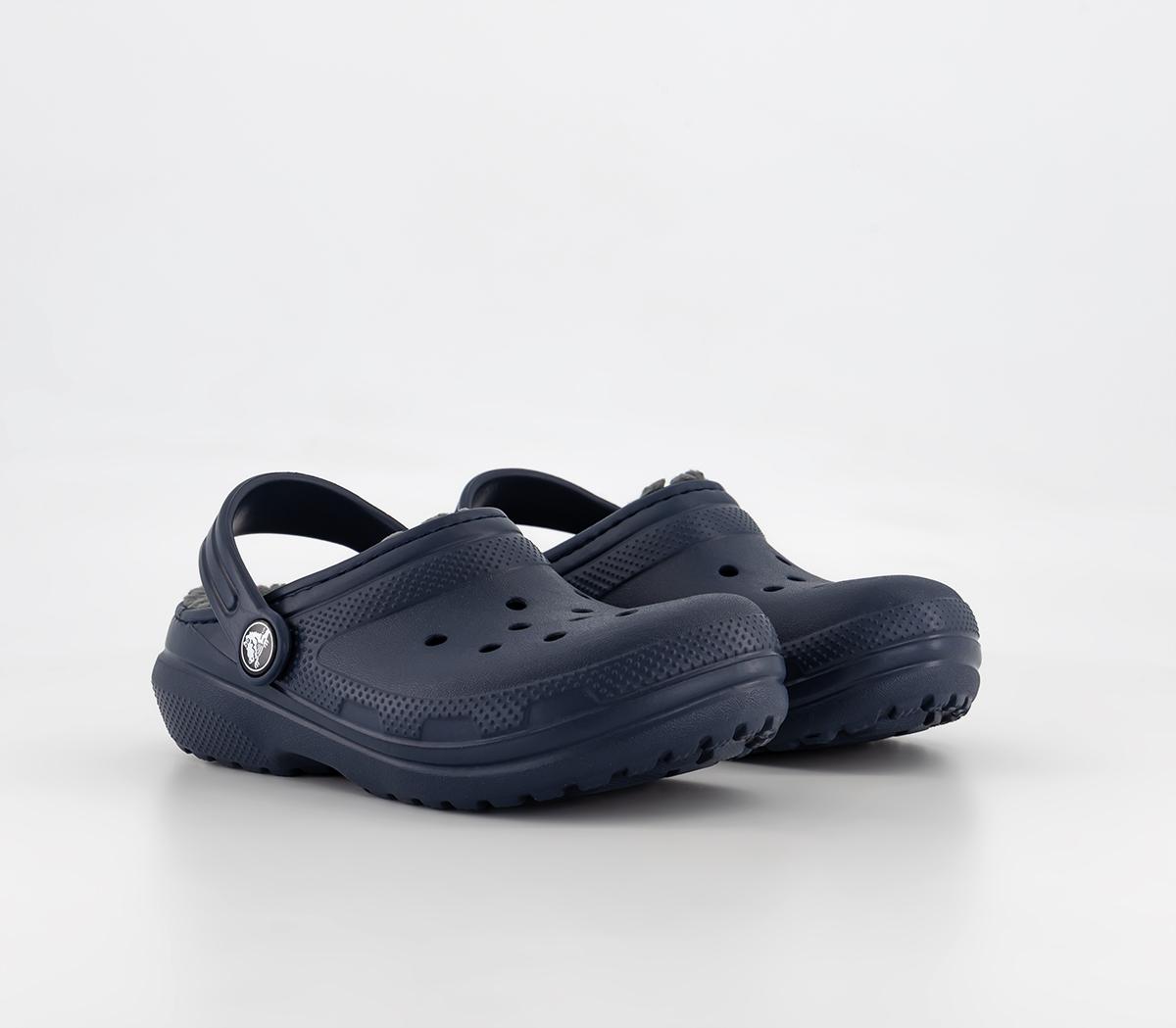 Crocs Classic Lined Kids Clogs Navy Charcoal - Unisex