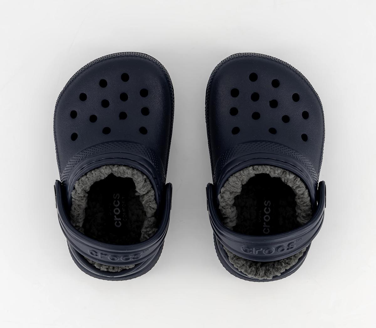 Crocs Classic Toddler Lined Clogs Navy Charcoal - Unisex