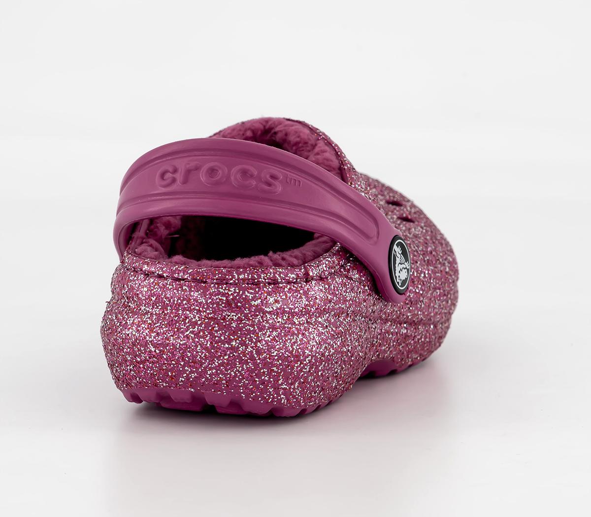 Crocs Classic Lined Toddler Clogs Fuchsia Fun Glitter - Unisex