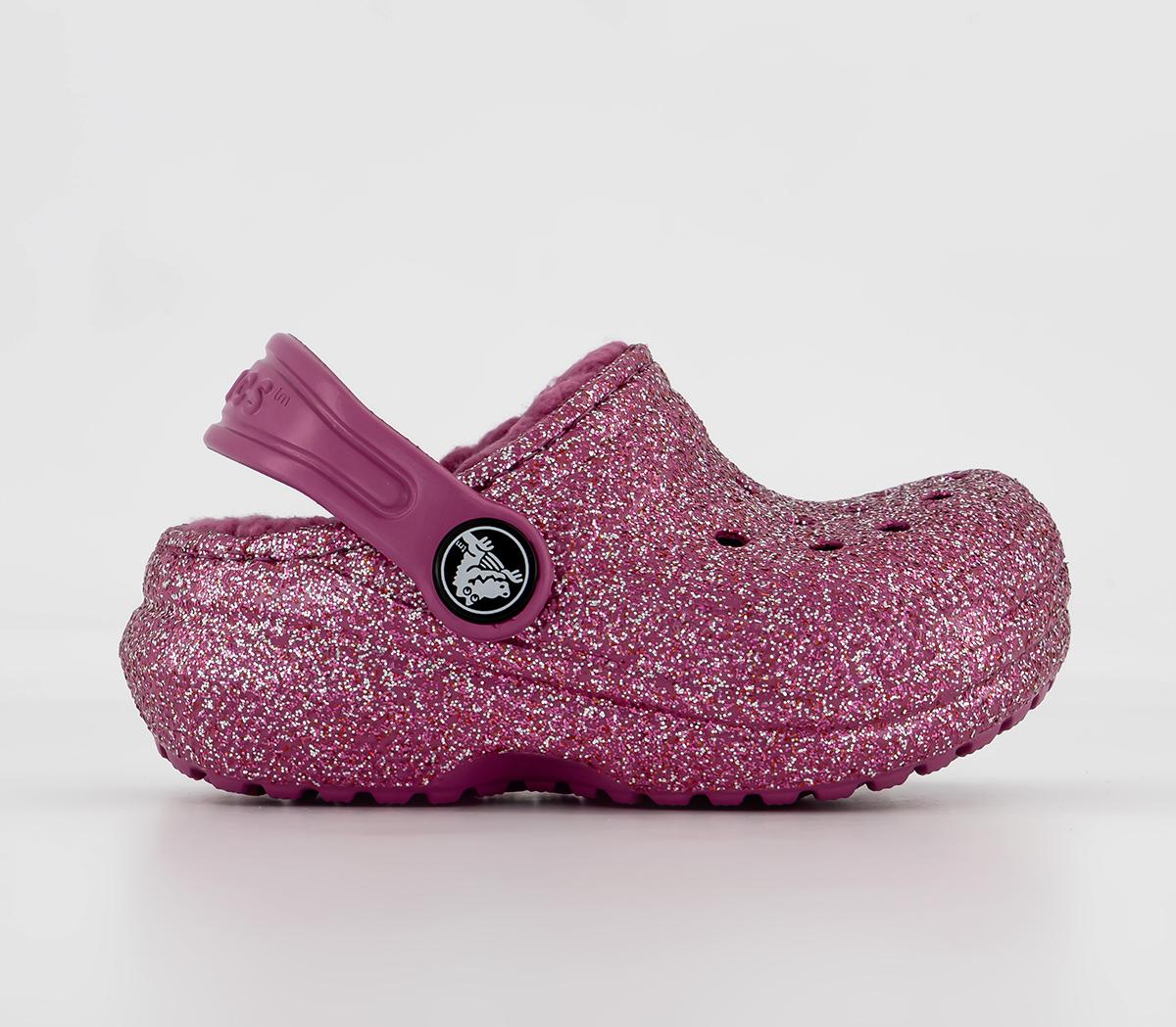 Crocs Classic Lined Toddler Clogs Fuchsia Fun Glitter - Unisex