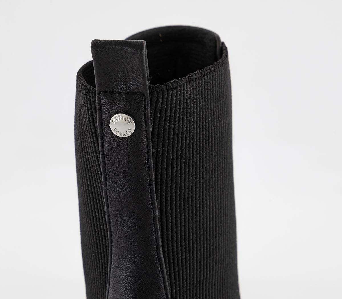 OFFICE Agent Zip Front Knit Ankle Boots Black - Women's Boots